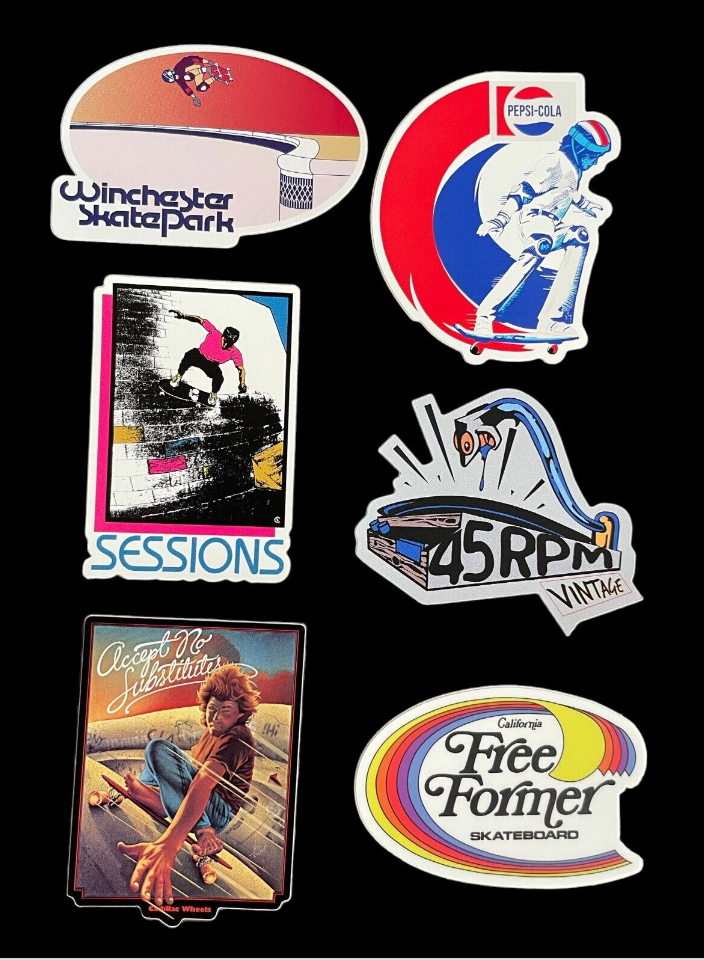 Retro Skateboard Sticker Pack – 45RPM Vintage